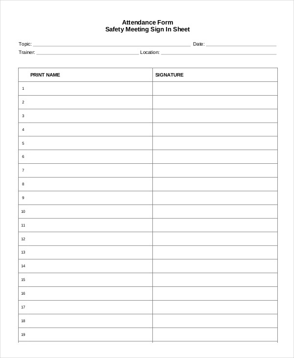 Sign In Sheet Template - 12+ Free Wrd, Excel, PDF Documents Download