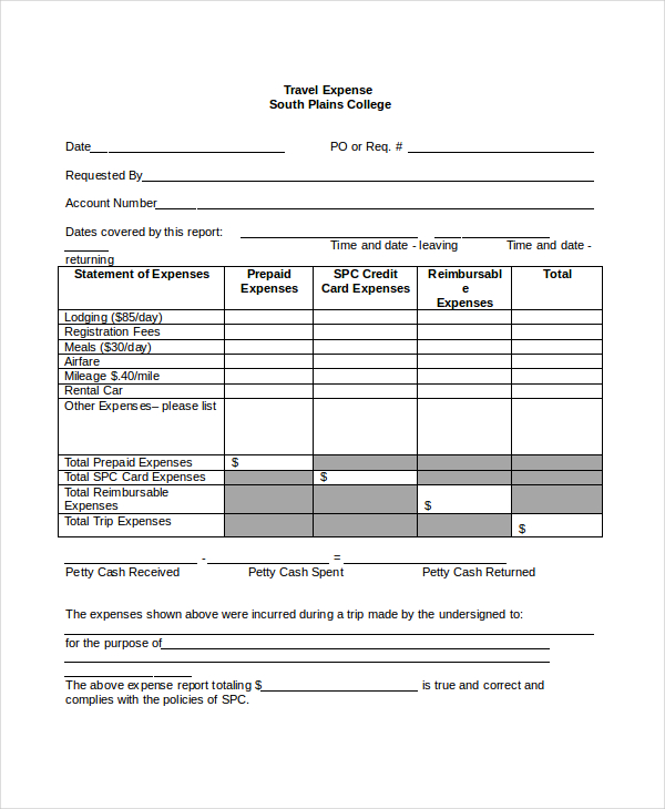 Expense Report 20 Free Word Excel PDF Apple Pages Documents Download