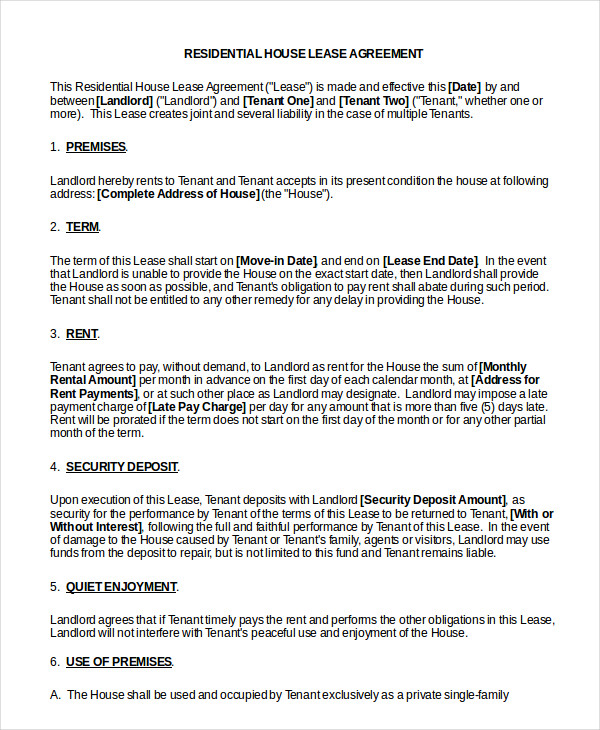 18+ Printable Residential Lease Agreements - Word, PDF