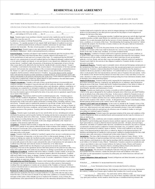 18+ Printable Residential Lease Agreements - Word, PDF