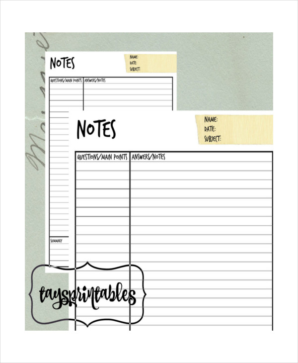 Cornell Notes Printable Cornell Notes Printable Tumblr