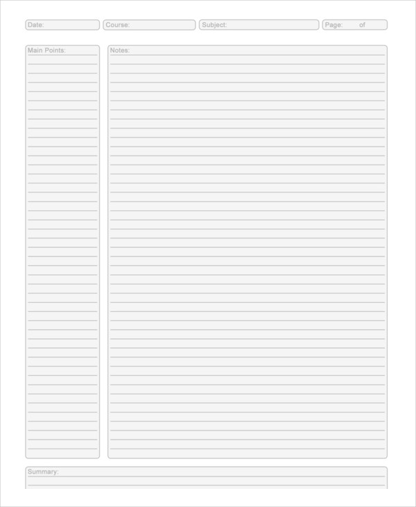 13+ Free Cornell Notes Templates in Word | Google Docs | Apple Pages | PDF