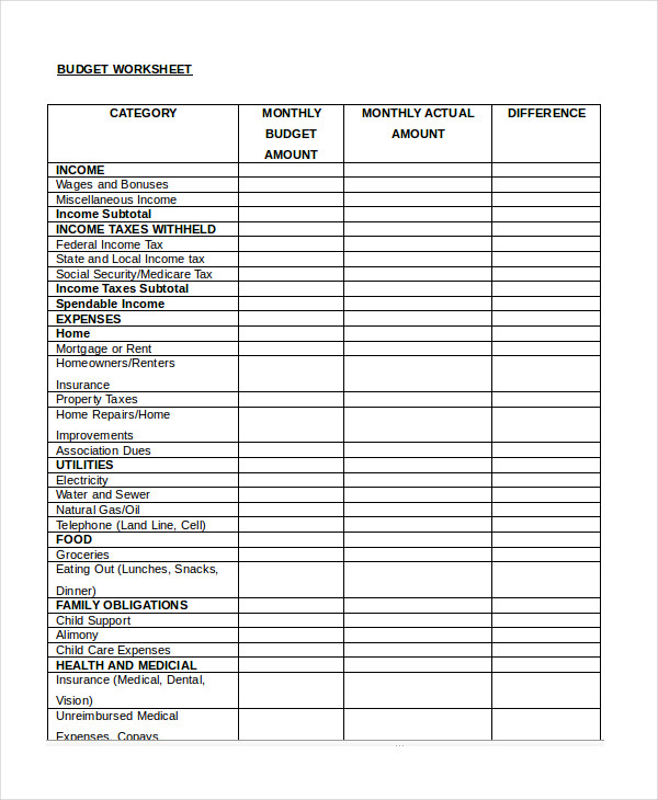 Simple Budget Spreadsheet Template 13 FreeWord Excel PDF Documents
