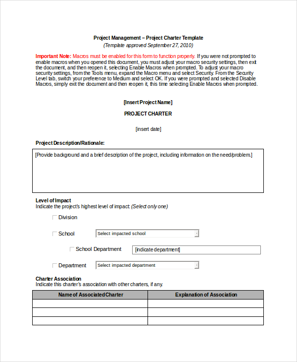 Project Charter Template - 10+ Free Word, PDF Documents Download
