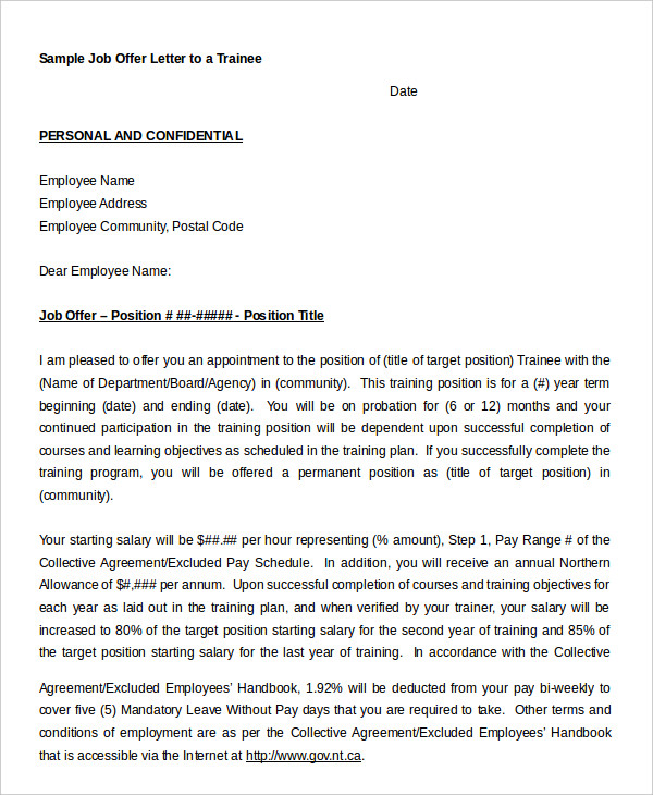 Job Offer Letter - 16+ Free Sample, Example, Format