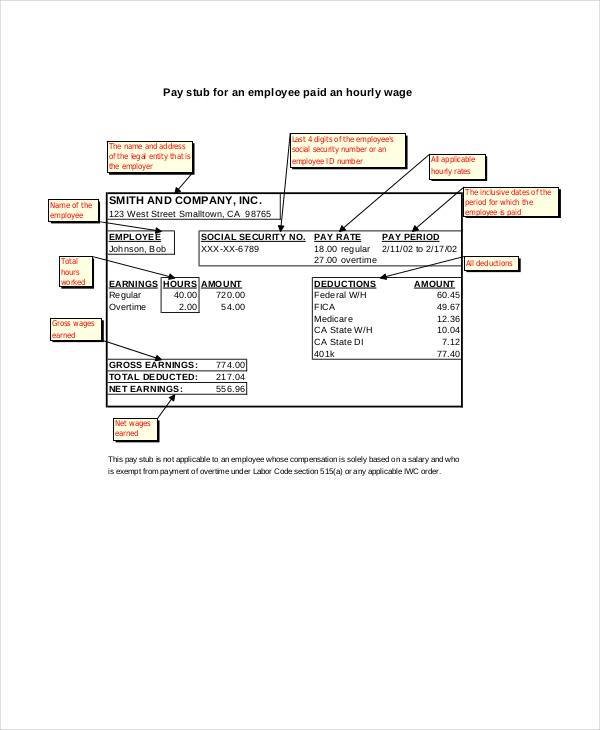 Pay Stub Template 7 Free Word PDF Documents Download