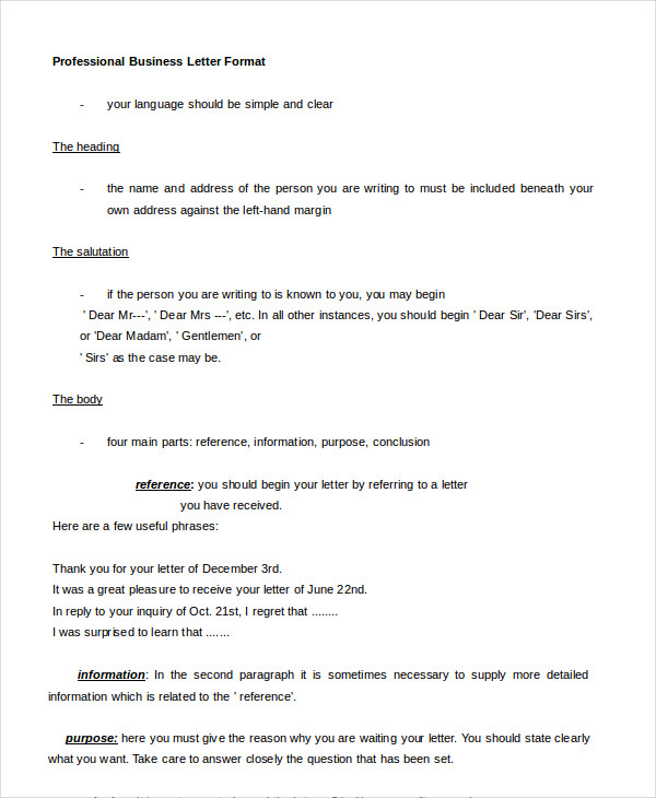 Professional Letter Format - 22+ Free Word, PDF Documents Download