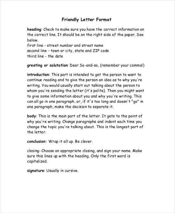 18+ Friendly Letter Format - Sample, Example, Format