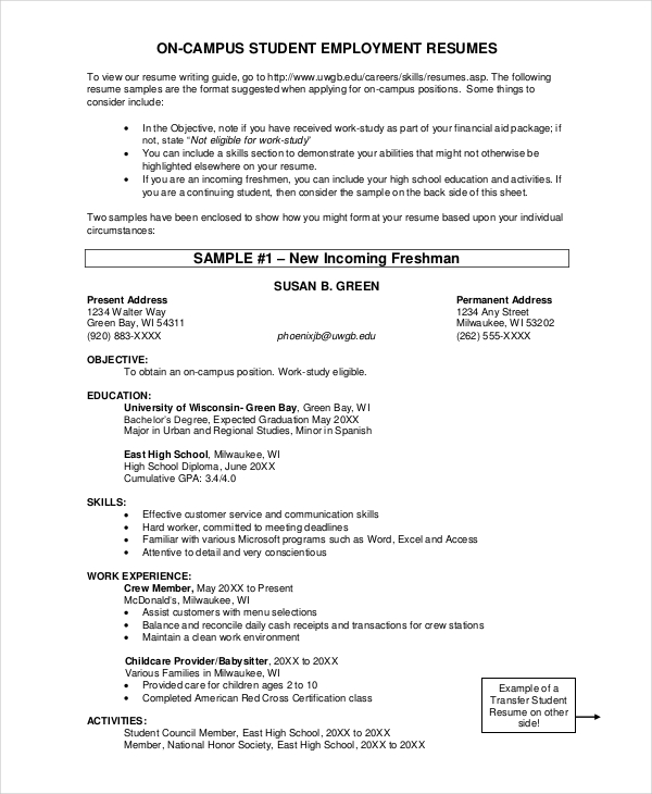9+ Student Resume Templates - PDF, DOC