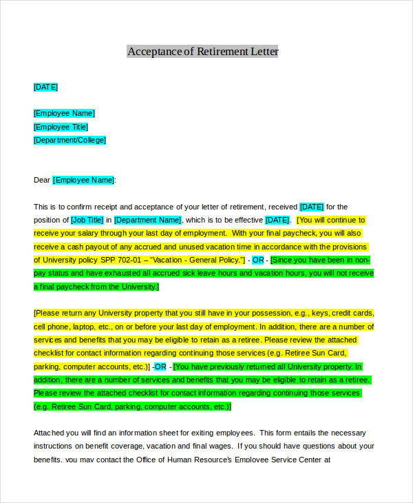 Retirement Letter - 18+ Free PDF Documents Dpwnload