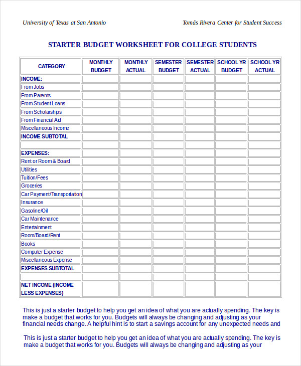 17 Printable Budget Worksheet Templates Word PDF Excel