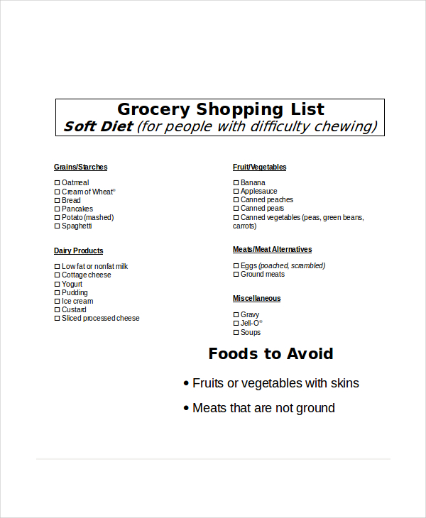 Grocery Shopping List - 19+ Free PDF, PSD Documents Download
