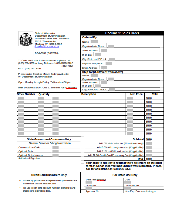 Order Form Template - 12+ Free Word, PDF Documents Download