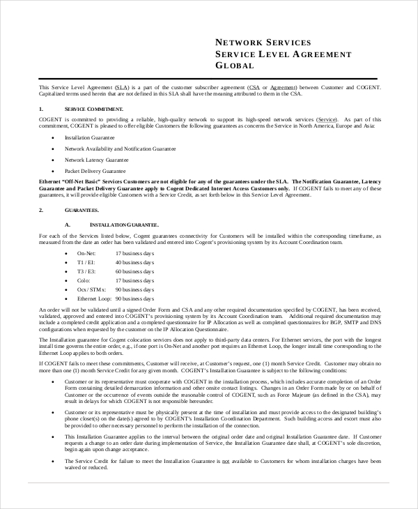 Service Level Agreement - 22+ Free PDF, Word, PSD Documents Download