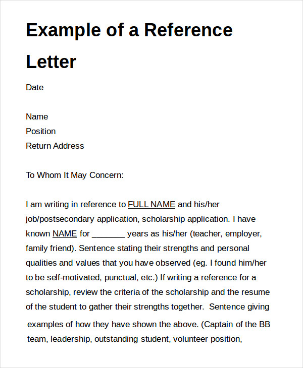Printable Personal Reference Letter 15 Free Word PDF Documents Download