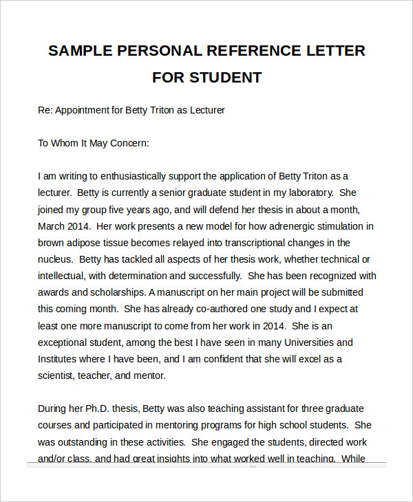 Printable Personal Reference Letter - 15+ Free Word, PDF Documents Download