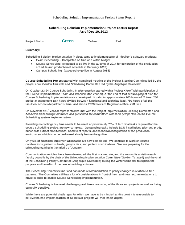 21+ Printable Project Status Report Templates- Google Docs, Apple Pages ...