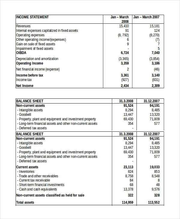 Balance Sheet 22 Free Word Excel PDF Documents Download