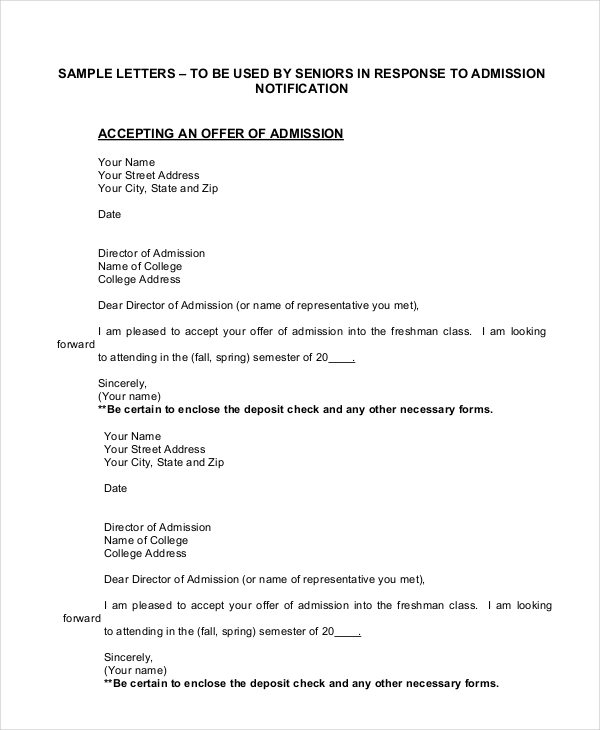 16+ Acceptance Letters - Free Sample, Example, Format