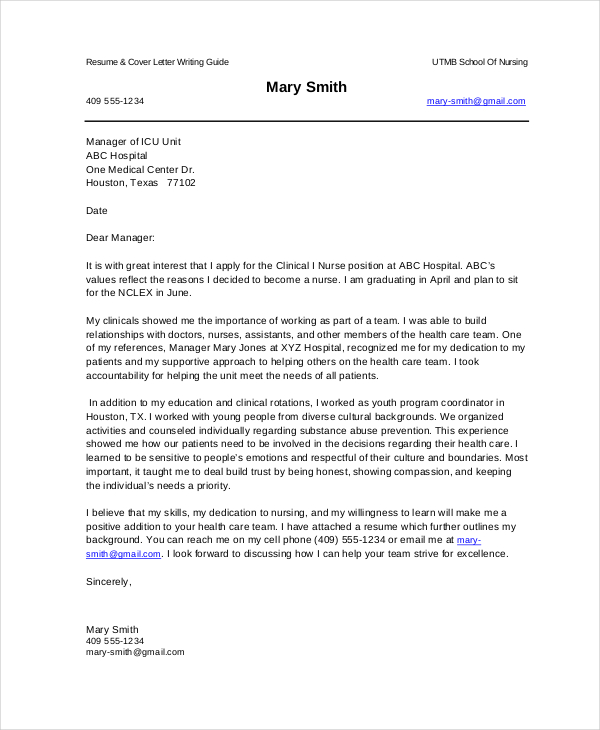 35 Nursing Student Cover Letter Sample Your Letter