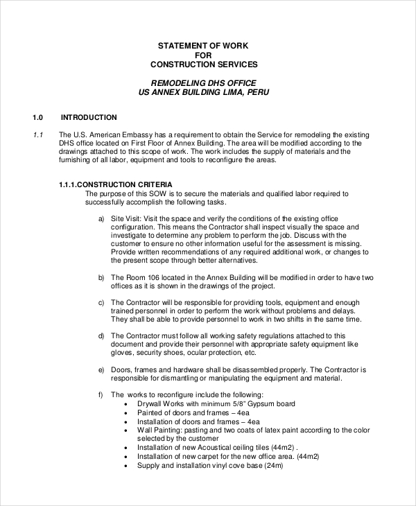 Statement of Work Template - 28+ Free PDF, Word, Excel Documents Download