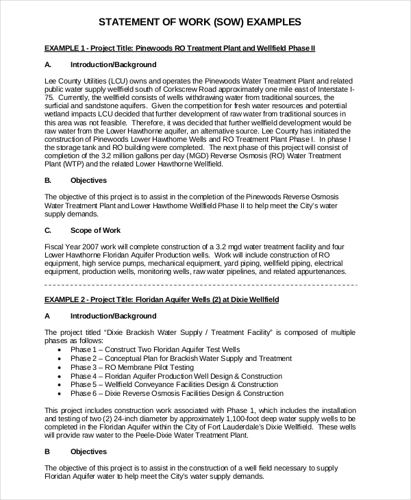 Statement of Work Template - 28+ Free PDF, Word, Excel Documents Download