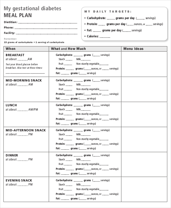 Gestational Diabetes Diet Plan 2000 Calories Per Day