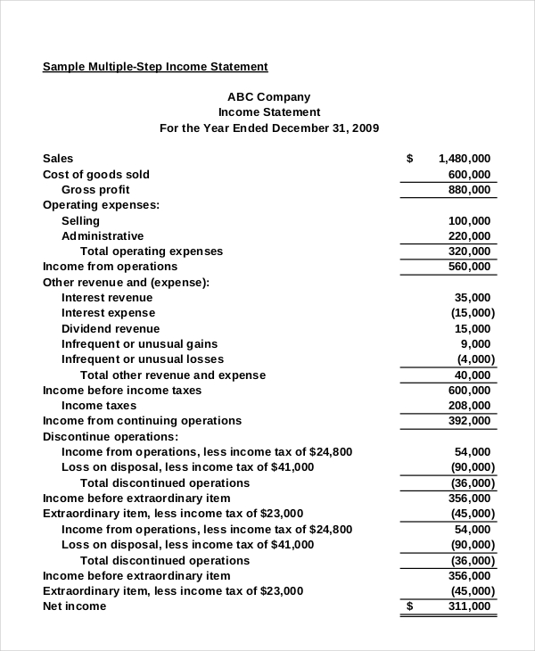 Projected Income Statement Template Excel DocTemplates