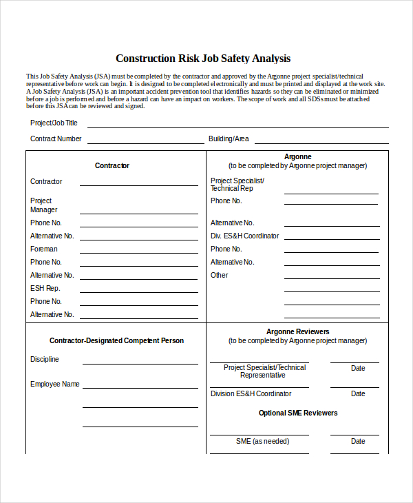10+ Job Safety Analysis - Free Sample, Example, Format