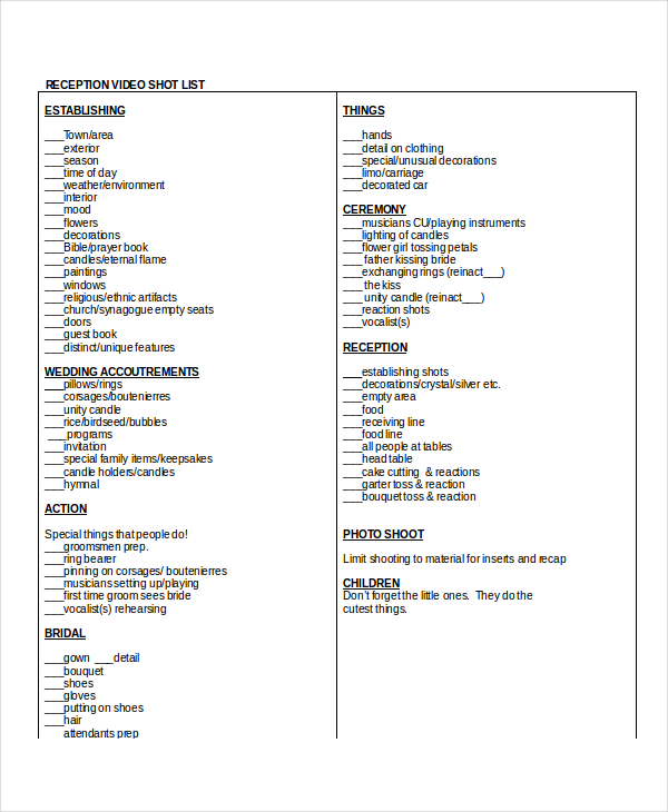 Shot List Template - 10+ Free Word, PDF, PSD Documents Download