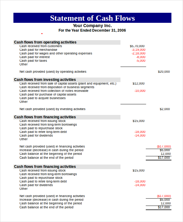 13 Cash Flow Statement Templates PDF Word AI