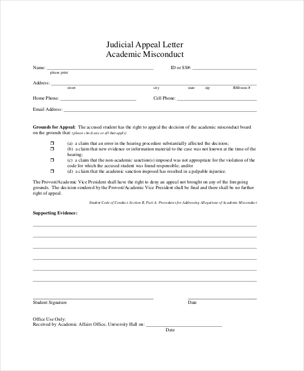 Appeal Letter Example - 21+ Free Word, PDF Documents Download