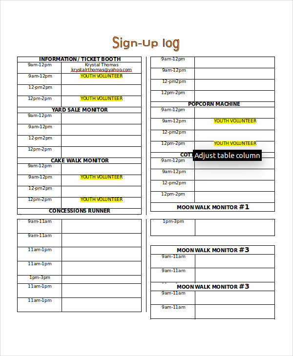 Sign Up Sheet - 19+ Free PDF, Word Documents Download
