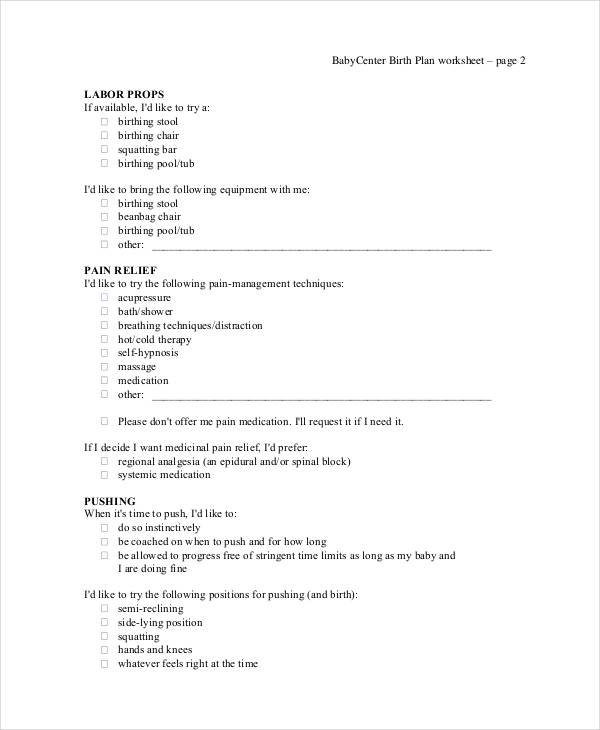 Birth Plan Template - 17+ Free Word, PDF Documents Download