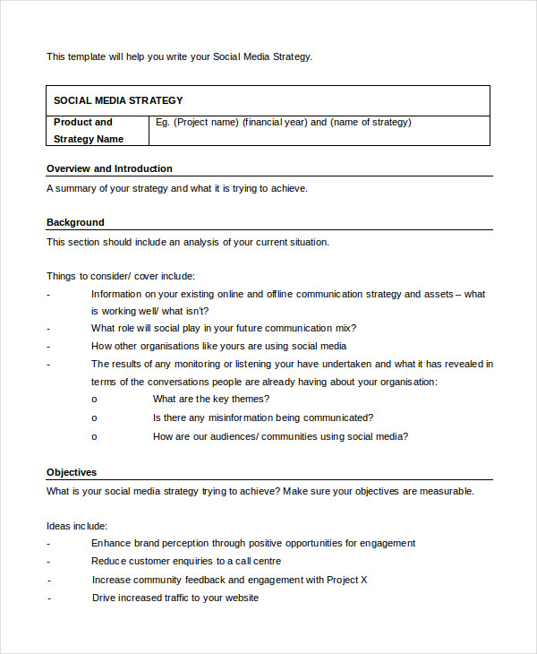 Social Media Strategy Template - 10+ Free Word, PDF Documents Download