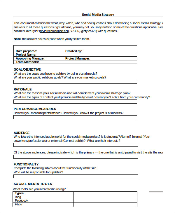 Social Media Strategy Template - 10+ Free Word, PDF Documents Download