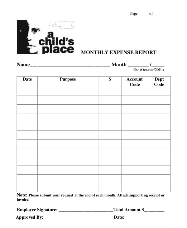 Expense Report Template 21 Free Sample Example Format