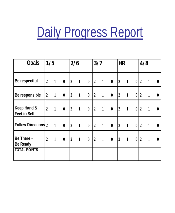 Progress Report Templates 14 Free Word Excel PDF Formats Samples 