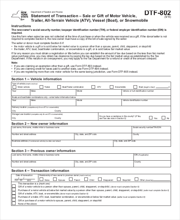 5 Boat Bill Of Sale Free Sample Example Format