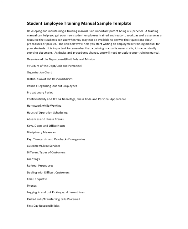14 Training Manual Template Sample Example Format