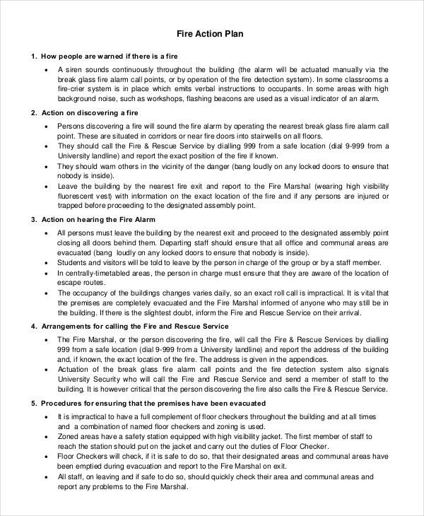Emergency Action Plan Template 10 Free Sample Example Format