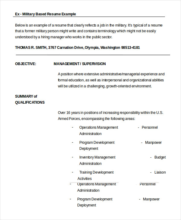 Military Resume - 8+ Free Word, PDF Documents Download