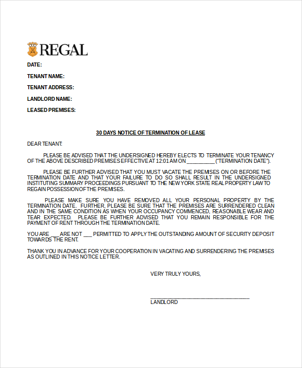 13+ 30 Day Notice Templates - Google Docs, MS Word, Apple Pages
