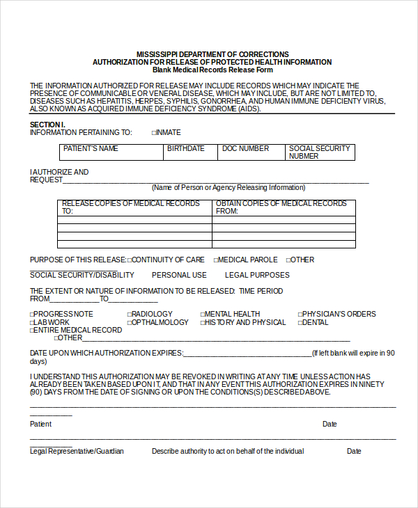 10 Medical Release Forms Free Sample Example Format 10 Medical Release Forms Free Sample Example Format