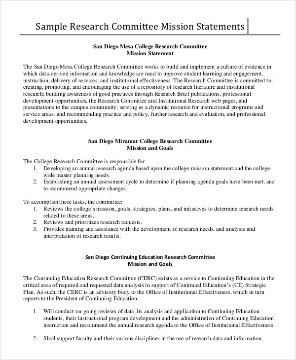 Mission Statement Template - 10+ Free Word, PDF Format