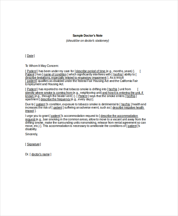 Doctors Note Template For School 7 Word PDF Documents Download