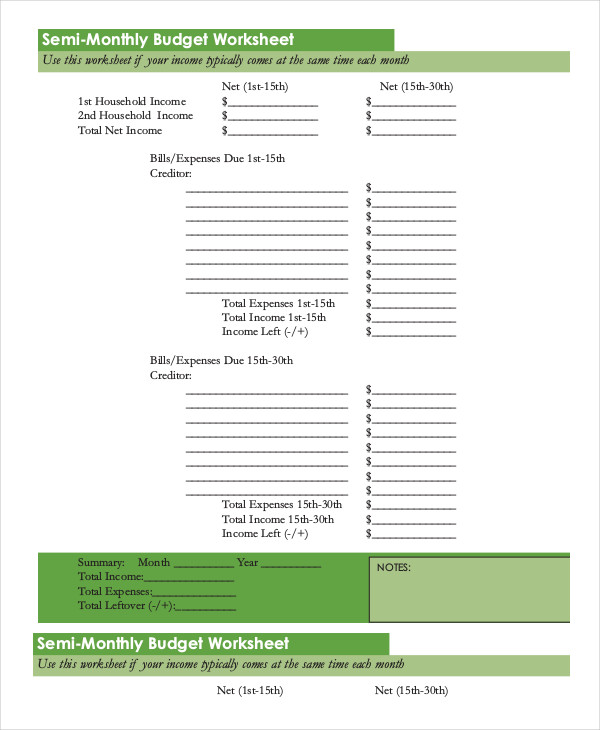 Printable Monthly Budget Template 31 Excel PDF Documents Download