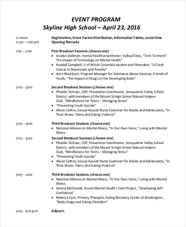 Free 46+ Event Program Templates, PSD, AI