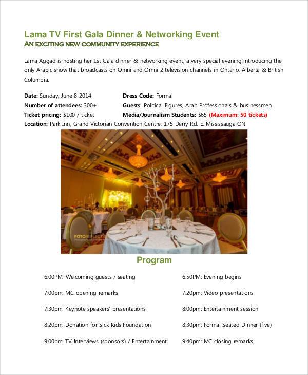 Sample Of Gala Dinner Program The Document Template