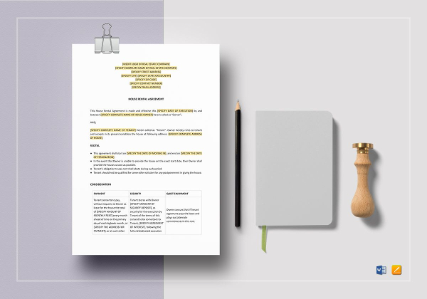 House Rental Agreement - 14+ Word, PDF Documents Download